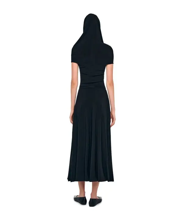 Norma Kamali Cowl Hooded Flared Dress
