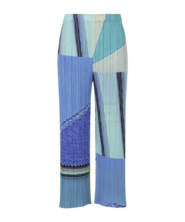 Issey Miyake City Collage Pleated Pants - Blue
