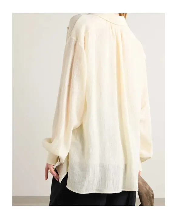 JIL SANDER Long Sleeve Blouse With Pearl Embellishments