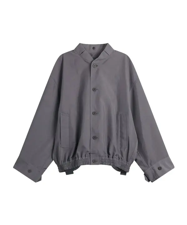 Issey Miyake Homme Plissé Button-up Bomber Jacket With Detachable Hood - Charcoal Gray