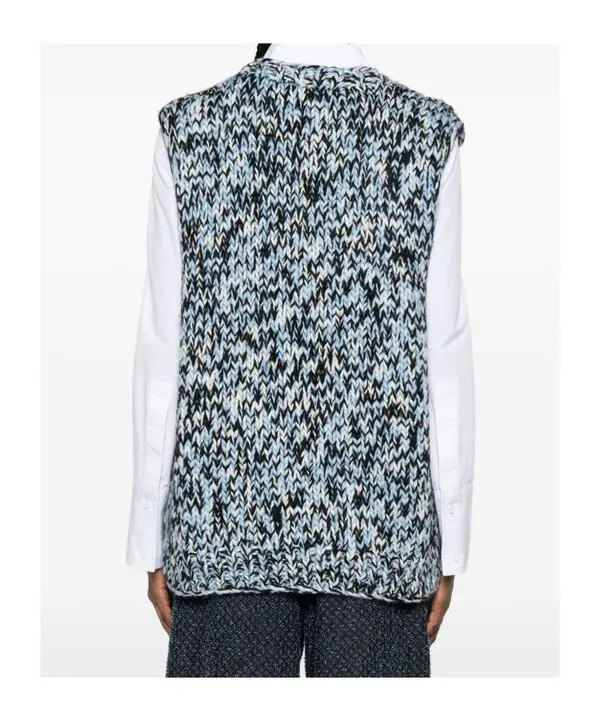 GANNI Embroidered Knit Vest - Gray