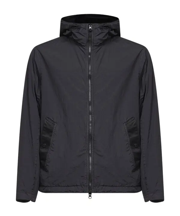 Stone Island Logo Patch Hooded Jacket - Black