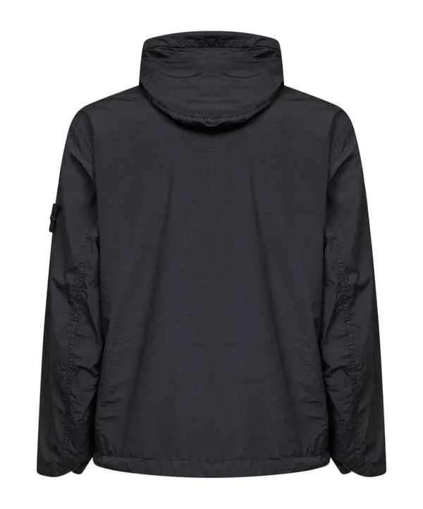 Stone Island Logo Patch Hooded Jacket - Black