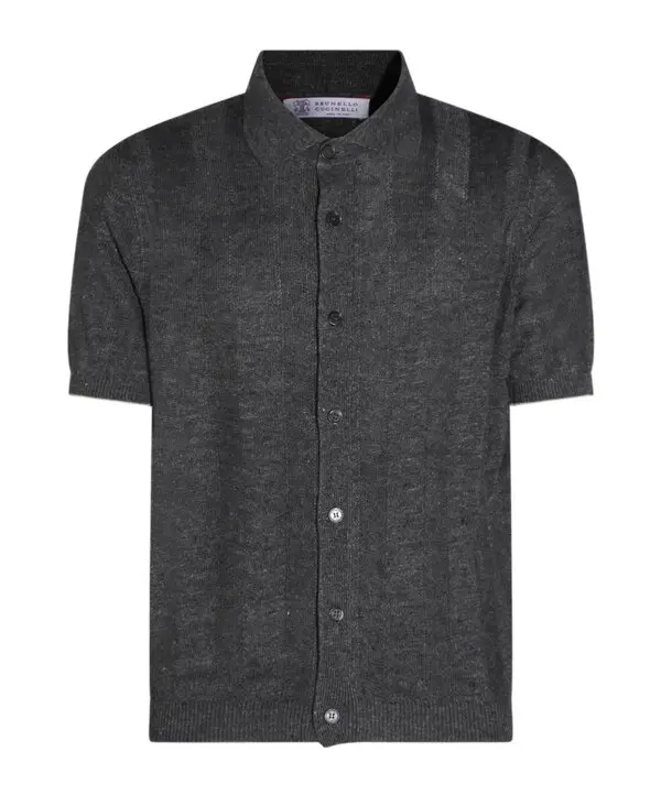 Brunello Cucinelli Short-sleeved Knitted Shirt - Grey