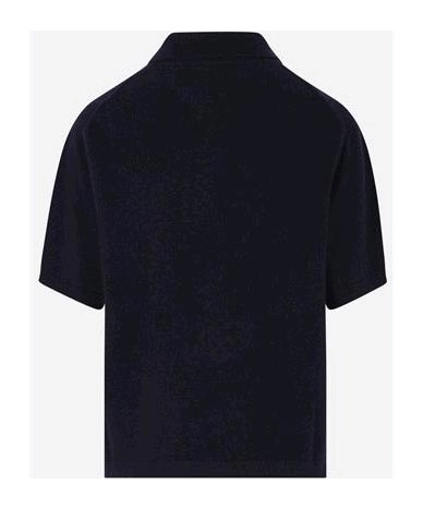 ALLUDE Short-sleeved Knit Polo Shirt - Black