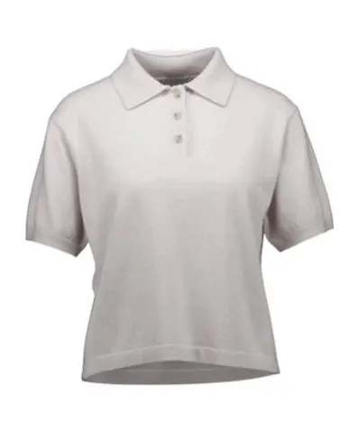 ALLUDE Short-sleeved Knit Polo Shirt - Gray