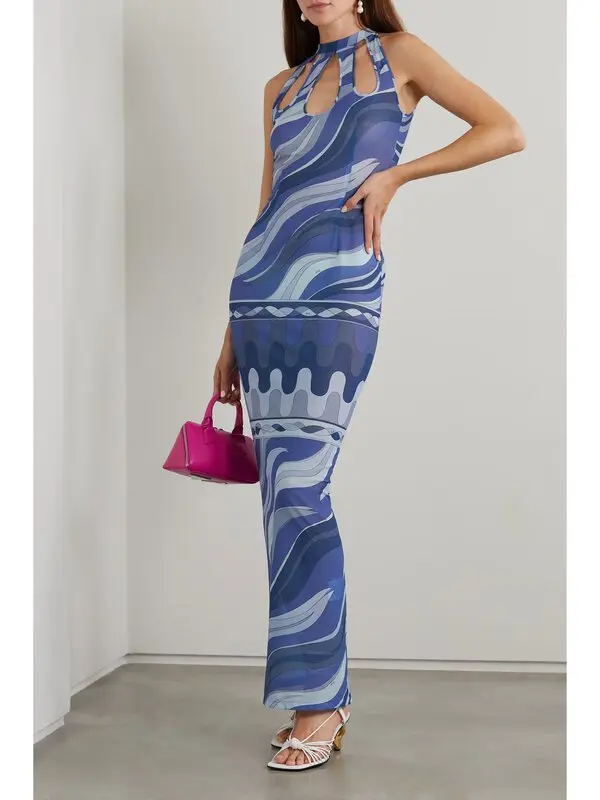 Emilio Pucci Printed Halterneck Maxi Dress