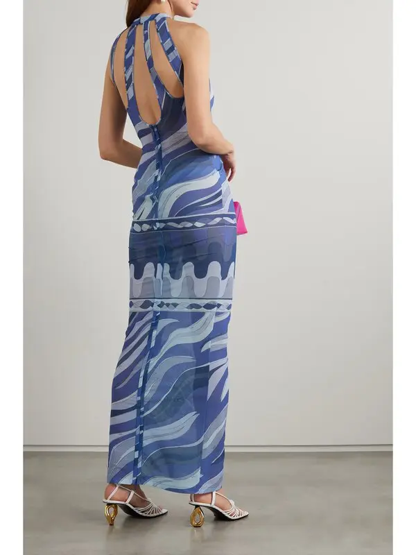 Emilio Pucci Printed Halterneck Maxi Dress