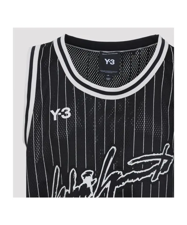 Y3 Sleeveless Striped Basketball Tank Top