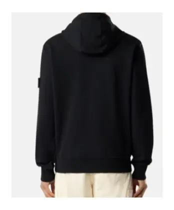 Stone Island Logo Patch Drawstring Hoodie - Black
