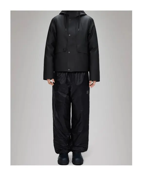 Rains Snap-button Hooded Padded Jacket - Black