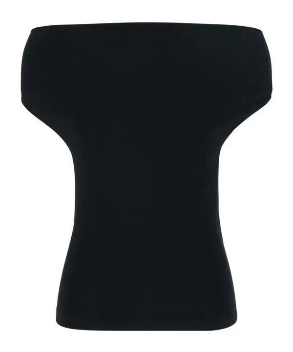 SEMICOUTURE Off-shoulder Knit Top - Black
