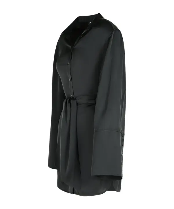 ROTATE BY BIRGER CHRISTENSEN Mini Shirt Dress With Belted Waist And Long Sleeves