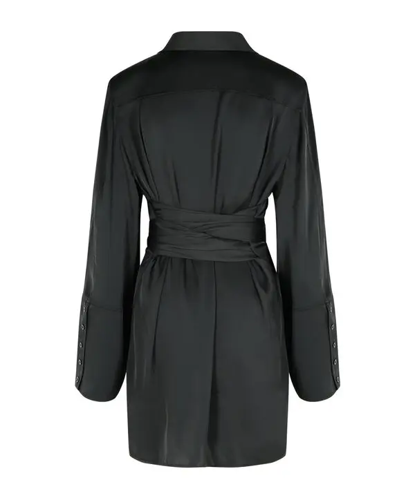 ROTATE BY BIRGER CHRISTENSEN Mini Shirt Dress With Belted Waist And Long Sleeves
