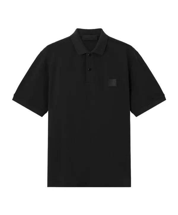 Stone Island Logo Patch Short Sleeved Polo Shirt - Black