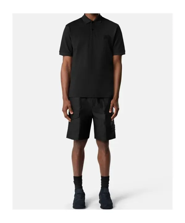 Stone Island Logo Patch Short Sleeved Polo Shirt - Black