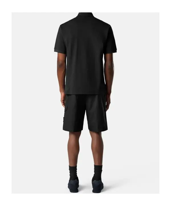 Stone Island Logo Patch Short Sleeved Polo Shirt - Black