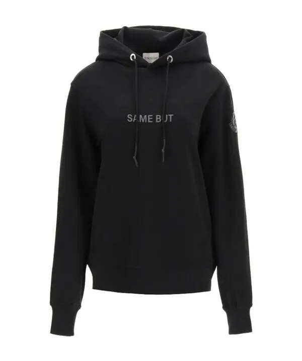 Moncler Slogan Print Hoodie - Black