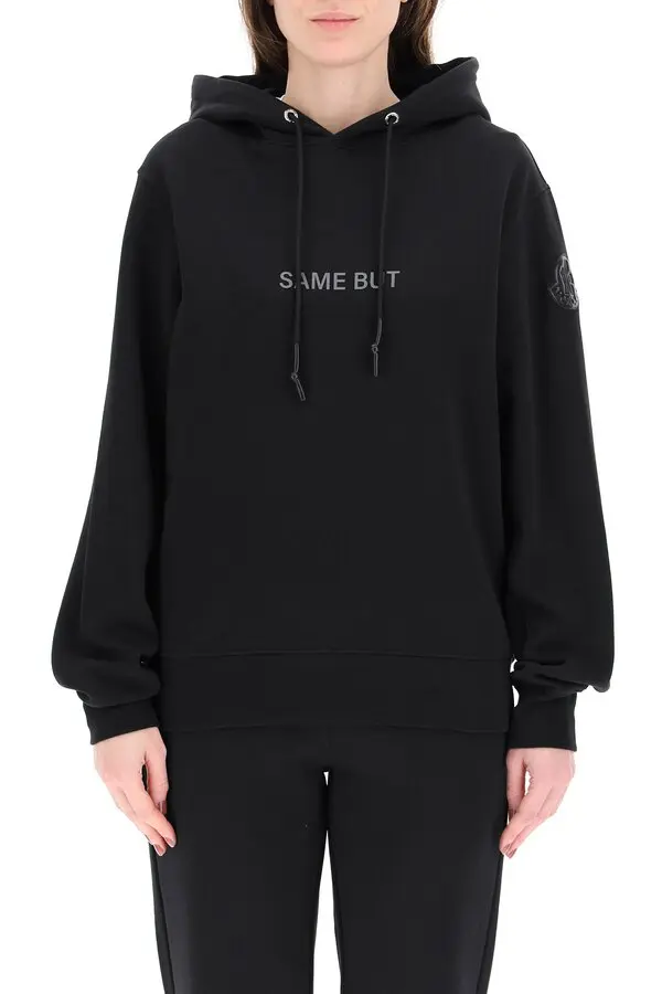 Moncler Slogan Print Hoodie - Black