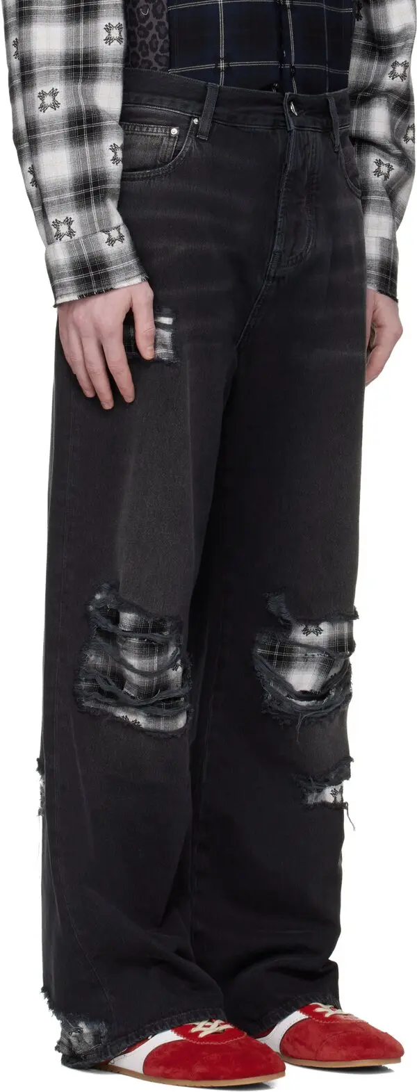 Amiri Flannel Repair Baggy Jeans