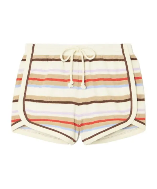 Veronica Beard Mulberry Striped Drawstring Shorts - Cream