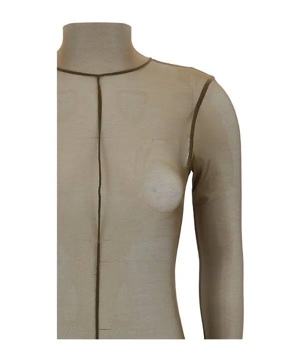 Norma Kamali Turtle Neck Semi-transparent Jumpsuit - Bark
