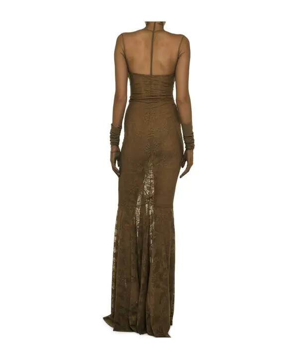 Norma Kamali Turtle Neck Semi-transparent Jumpsuit - Bark
