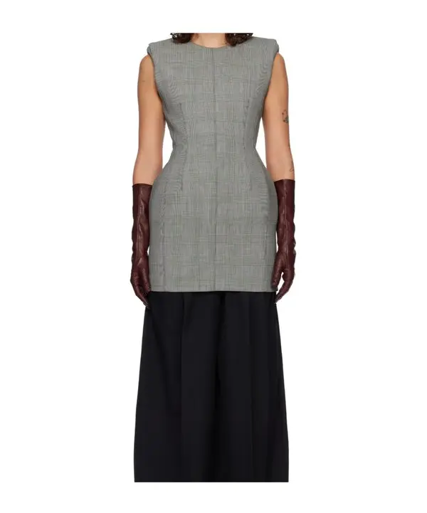 MUGLER Shoulder Pad Brooch Dress