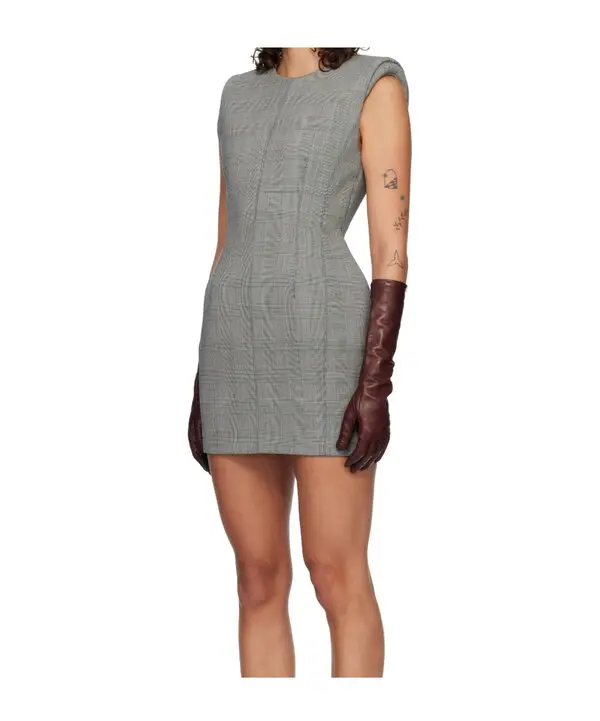 MUGLER Shoulder Pad Brooch Dress