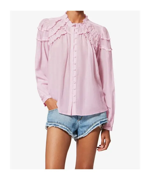 Isabel Marant Étoile Christa Ruffled Buttoned Blouse - Light Pink