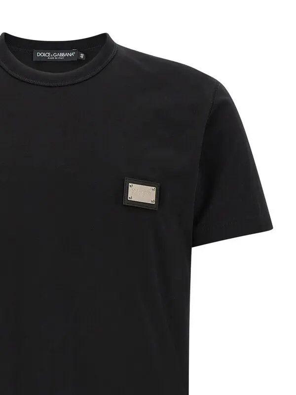 Dolce & Gabbana Dolce Gabbana Logo Plaque Crewneck T-shirt - Black