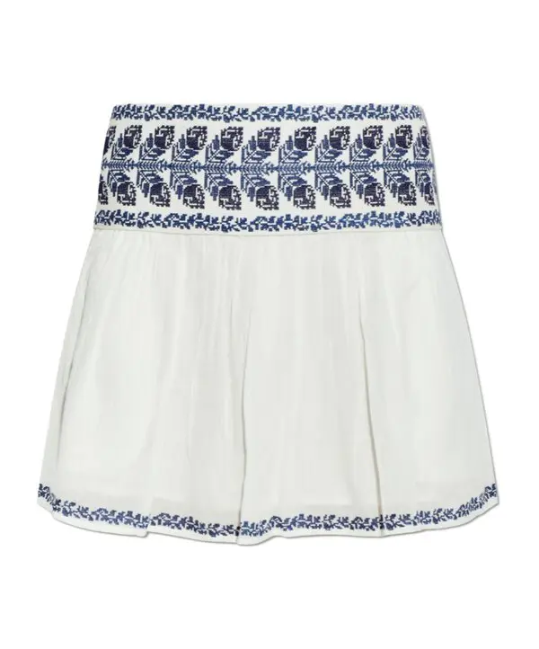 Isabel Marant Étoile Embroidered Pleated Flared Mini Skirt
