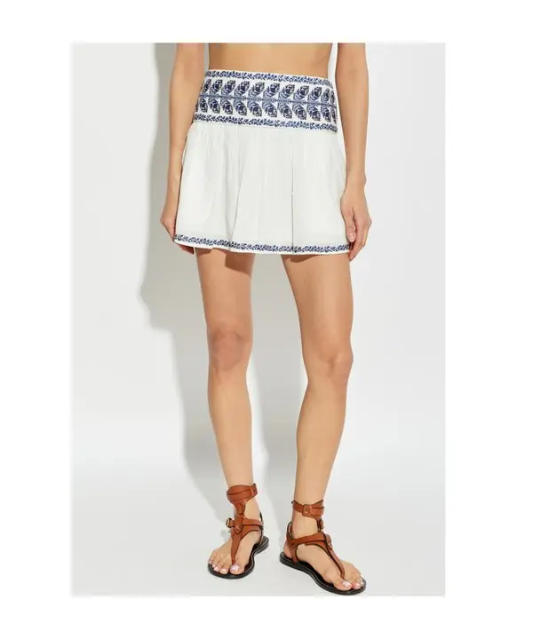 Isabel Marant Étoile Embroidered Pleated Flared Mini Skirt