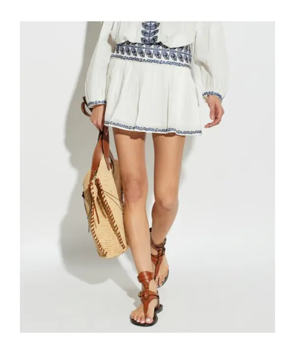 Isabel Marant Étoile Embroidered Pleated Flared Mini Skirt