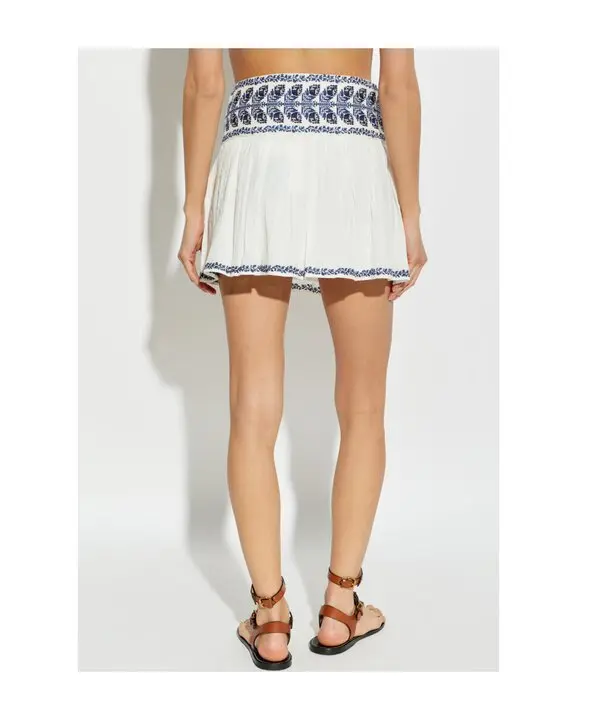 Isabel Marant Étoile Embroidered Pleated Flared Mini Skirt