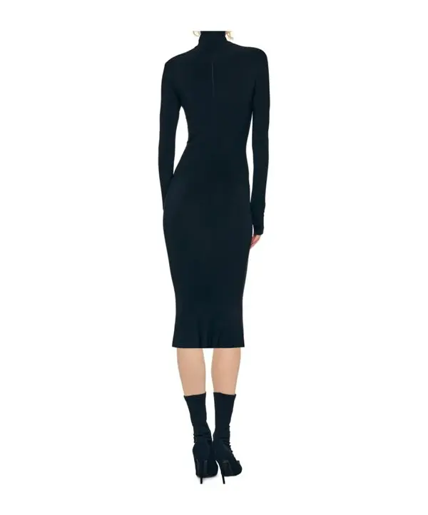 Norma Kamali Long Sleeve Turtleneck Midi Dress