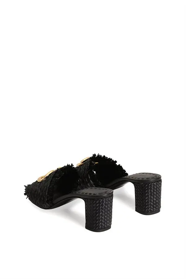 Dolce & Gabbana Logo Raffia Heeled Mules
