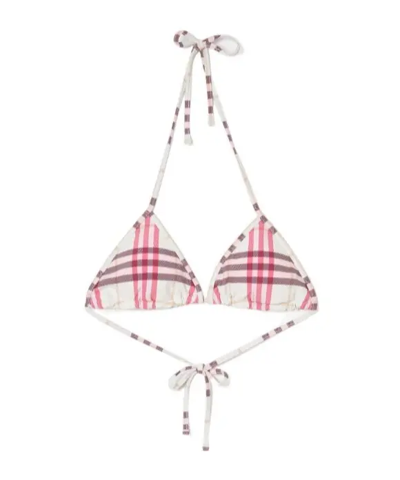 Burberry Checked Halterneck Bikini Top - Aubergine