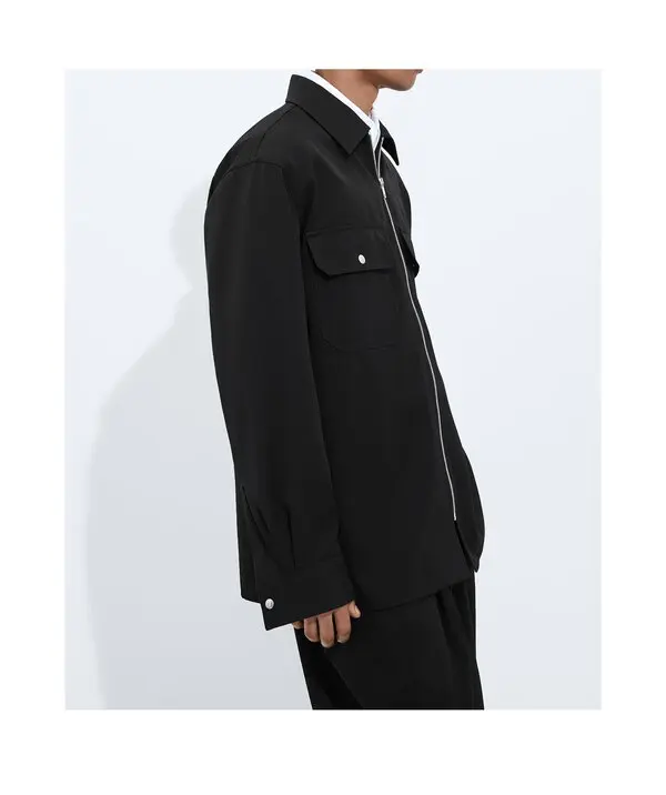 Bottega Veneta Zip-up Relaxed Fit Overshirt - Black