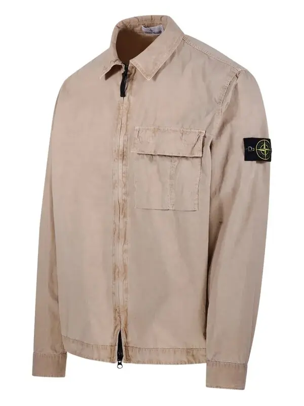 Stone Island Logo Patch Pocket Detail Shirt - Desert