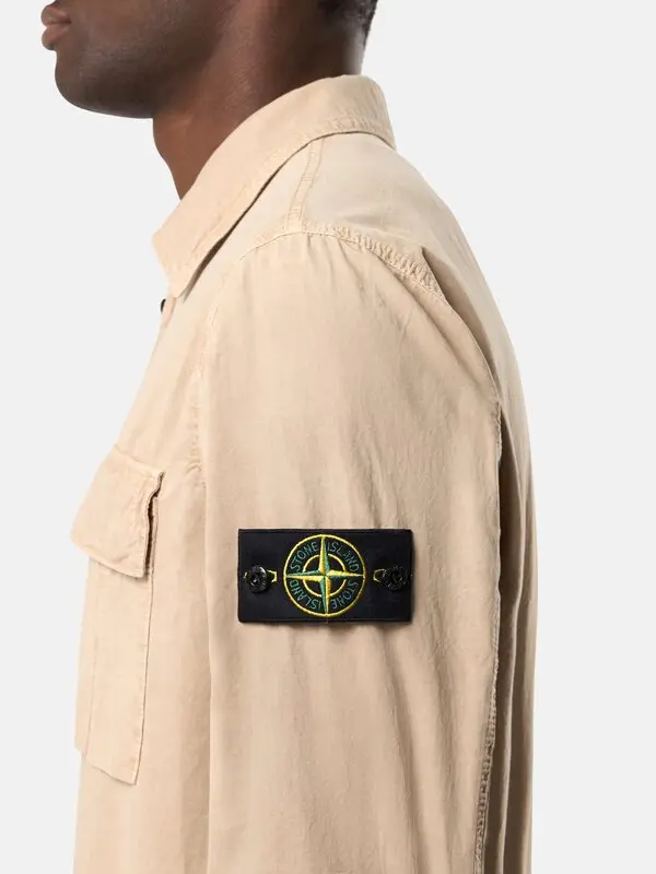 Stone Island Logo Patch Pocket Detail Shirt - Desert