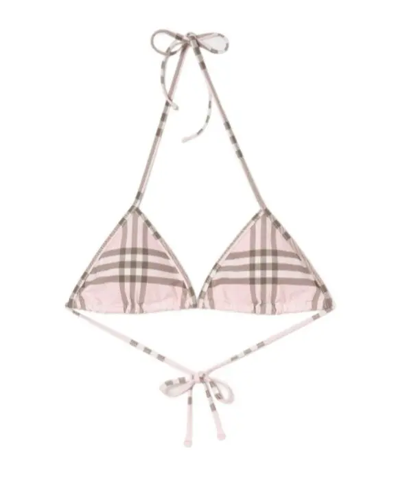 Burberry Checked Bikini Top - Mallow Powder