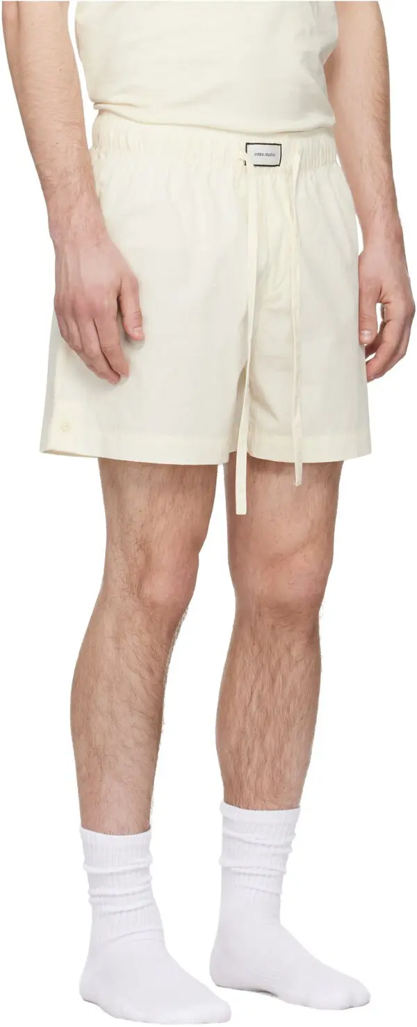 ENTIRE STUDIOS Drawstring Patch Pocket Shorts - White