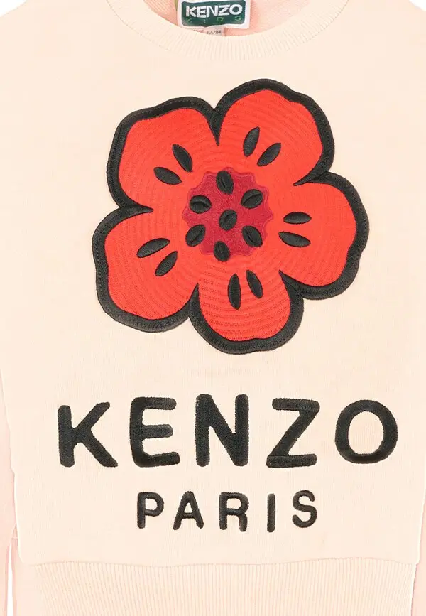 Kenzo Crewneck Long Sleeve Top With Floral Applique
