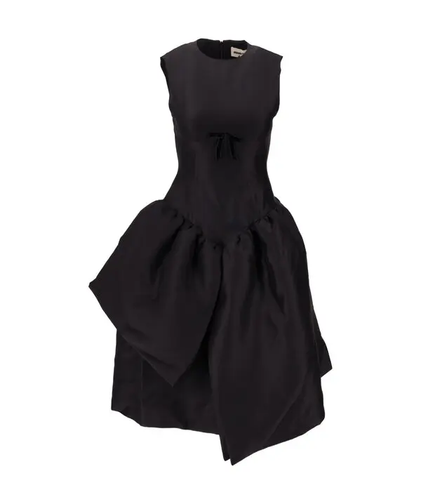 SHUSHU/TONG Sleeveless Smocked Panel Dress - Black