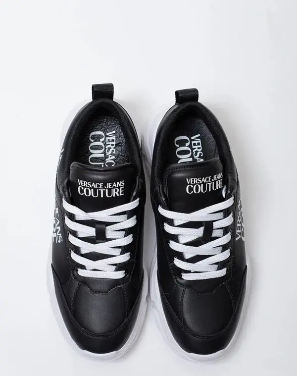 Versace Logo Printed Chunky Lace-up Sneakers - Black