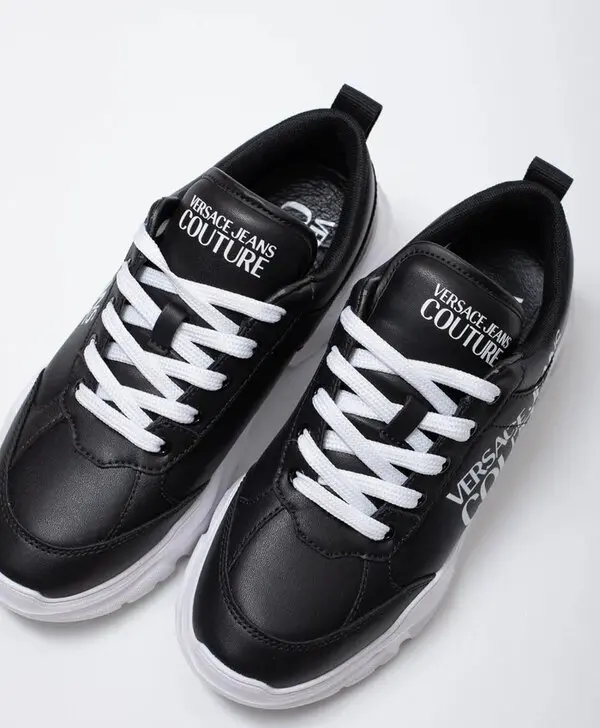 Versace Logo Printed Chunky Lace-up Sneakers - Black