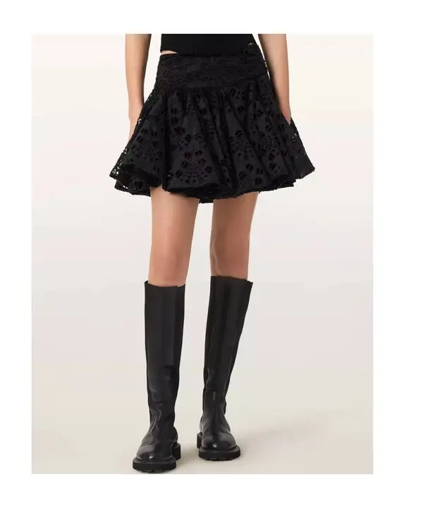 ALLSAINTS Broderie Anglaise Skirt - Black