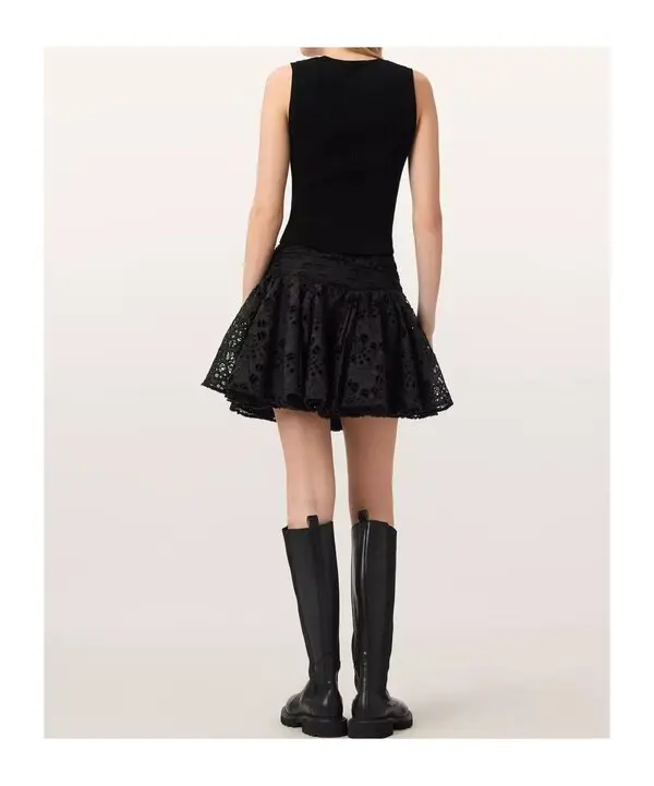 ALLSAINTS Broderie Anglaise Skirt - Black