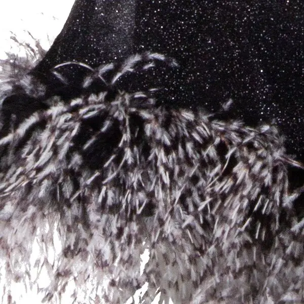 Oseree Lurex Feather Trimmed Knee-length Dress